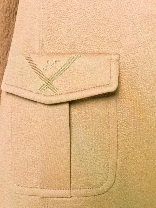 Fendi Single-breasted Coat With Furry Sleeves