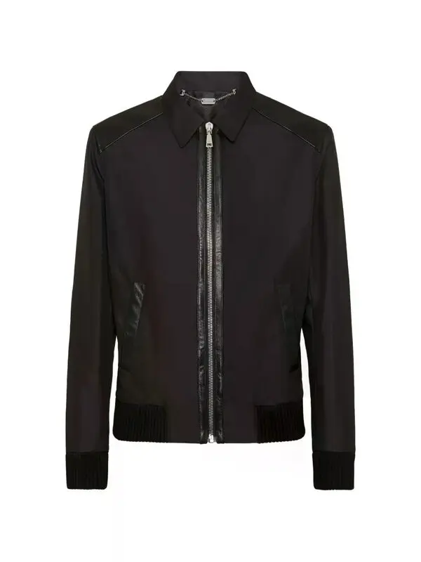 BILLIONAIRE Leather-trimmed Bomber Jacket