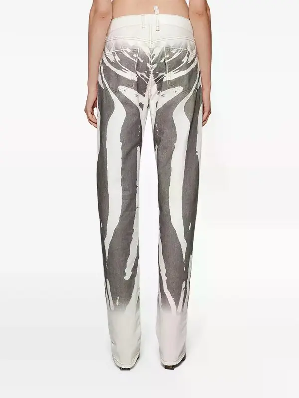 Attico Abstract Print Low-rise Straight Leg Jeans