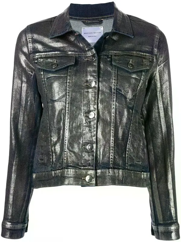 MADISON MAISON Metallic Denim Cropped Jacket