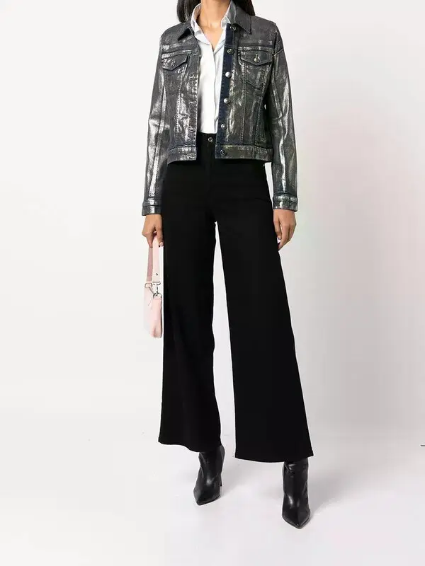 MADISON MAISON Metallic Denim Cropped Jacket