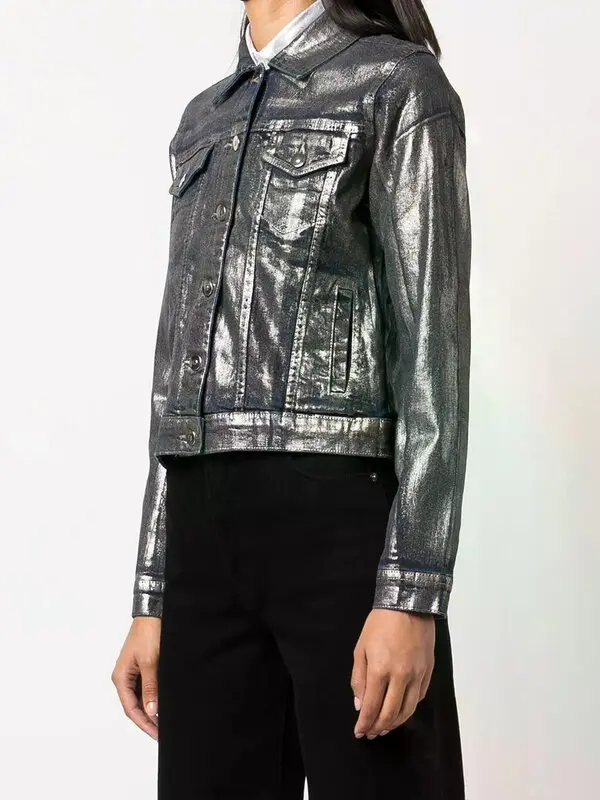 MADISON MAISON Metallic Denim Cropped Jacket