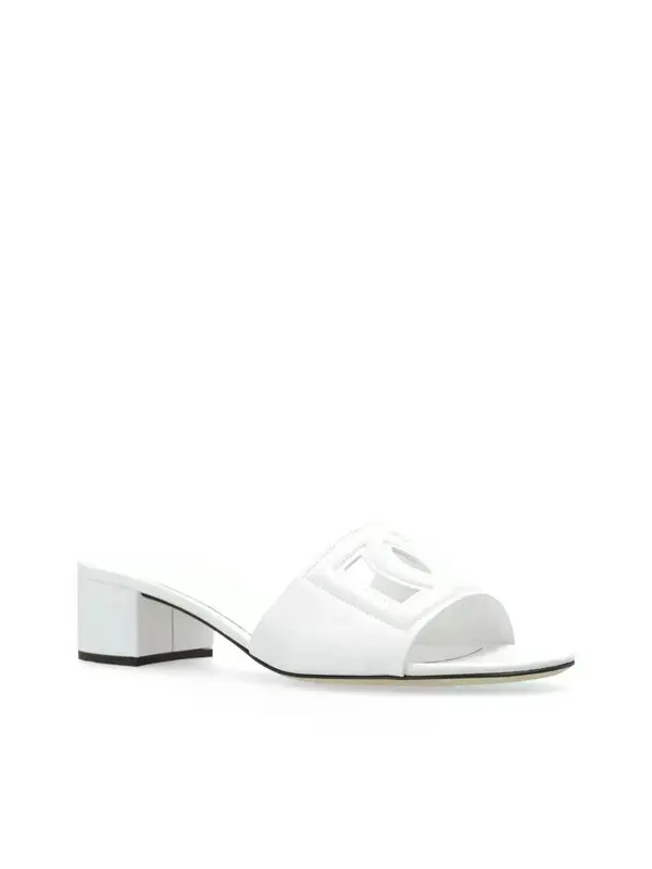 Dolce & Gabbana Bianca Calfskin Sliders With Dg Logo - White