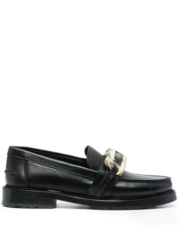 Moschino Plaque Leather Loafers