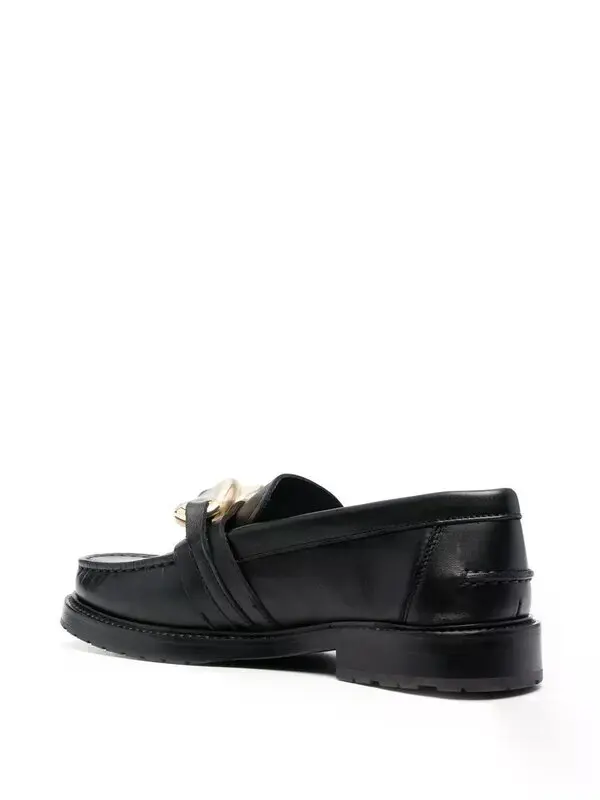 Moschino Plaque Leather Loafers