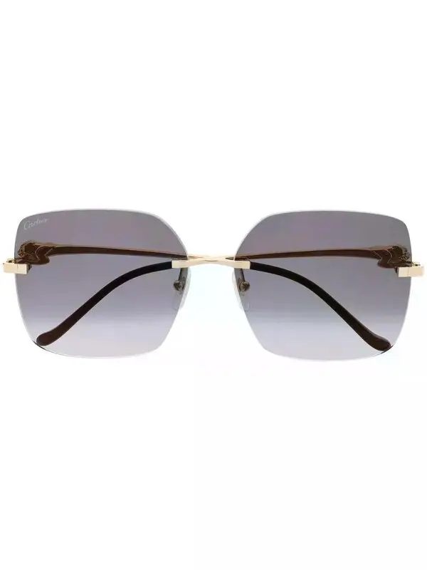 Cartier Gradient Lens Square Frame Sunglasses - Gold