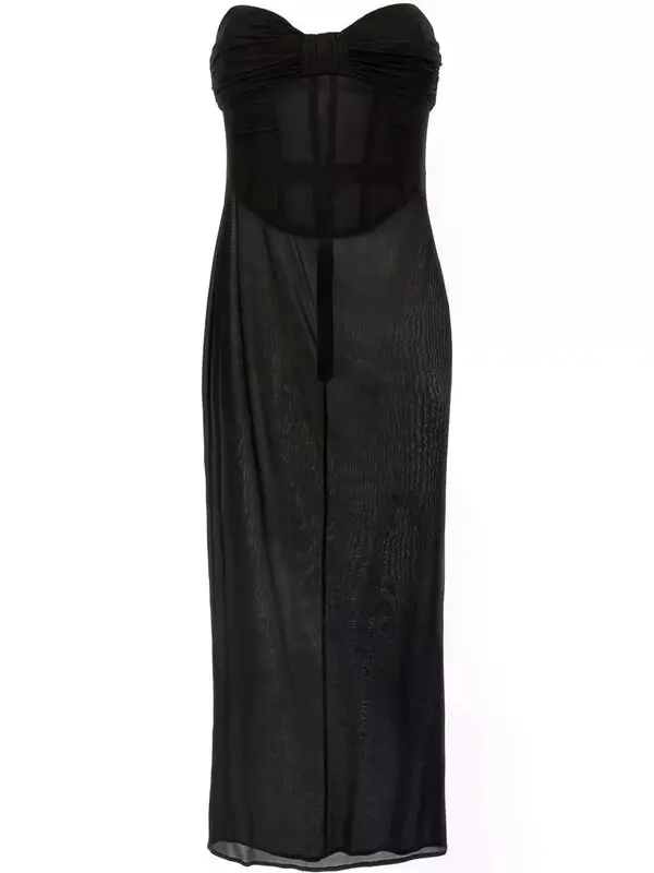 Magda Butrym Rear Zip Strapless Midi Dress - Black