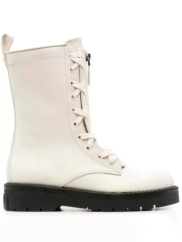 Valentino Garavani Xcombat Leather Boots - Neutrals