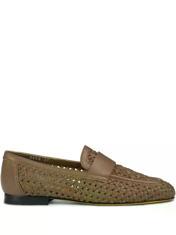 DOUCAL'S Woven Leather Loafers - Brown