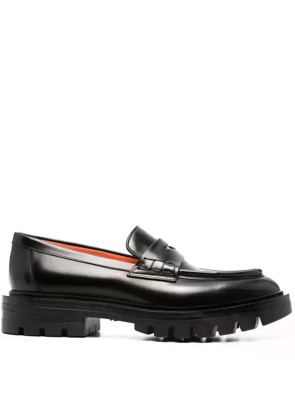 Santoni Loafers With Ridged Rubber Sole