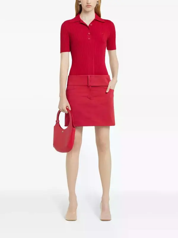 COURREGES Ribbed Polo Top - Red