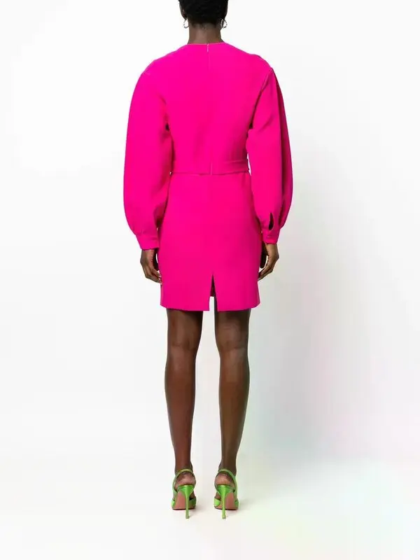 GIOVANNI BEDIN Fuchsia Crew Neck Balloon Sleeve Fitted Dress - Pink