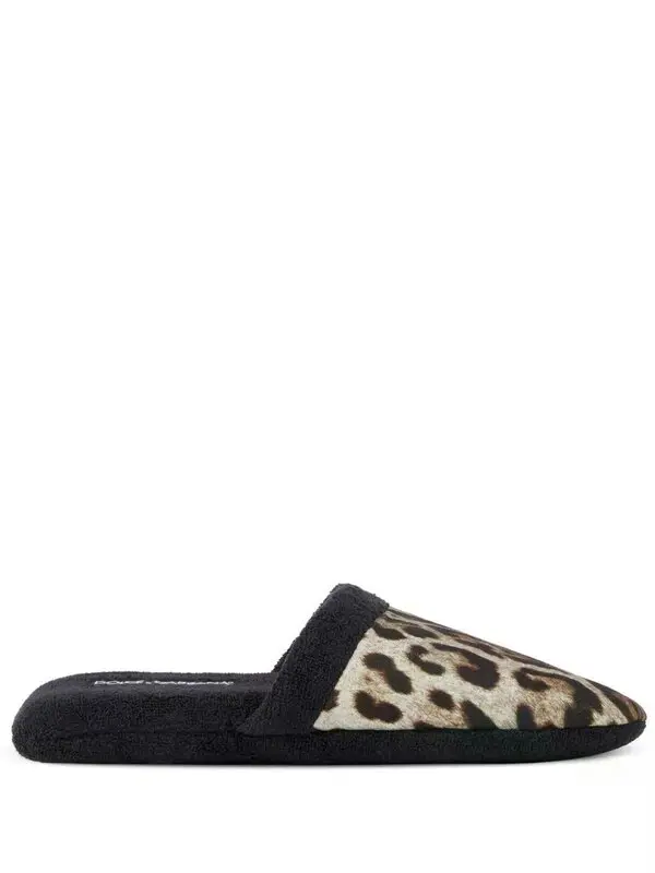 Dolce & Gabbana Leopard-print Terry Slippers - Black