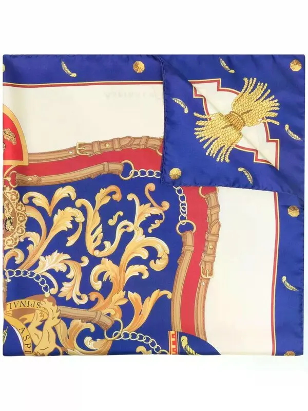 ASPINAL OF LONDON Baroque-pattern Print Scarf - Blue