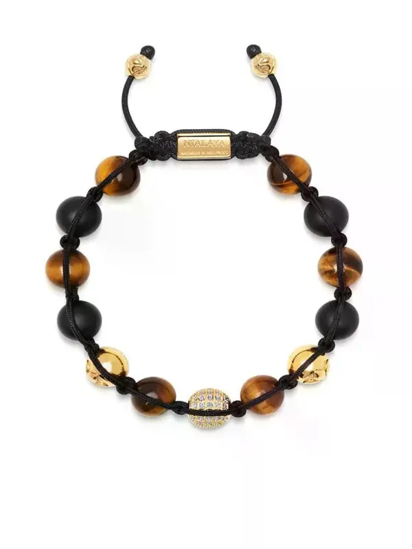 NIALAYA JEWELRY Jewellery Tiger Eye And Onyx Beaded Bracelet With Gold-tone Hardware - Brown