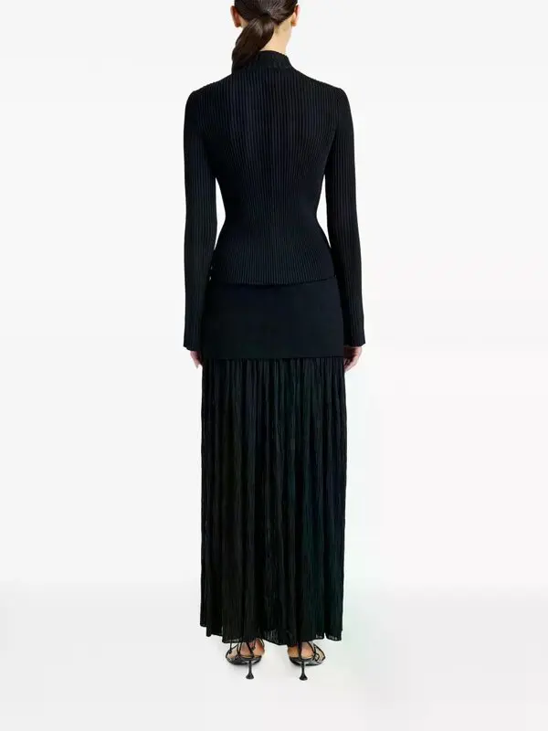 Proenza Schouler Ribbed Mock Neck Long Sleeve Knit Jumper - Black