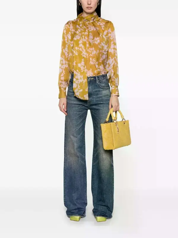 Elisabetta Franchi Floral Print Tie Neck Blouse