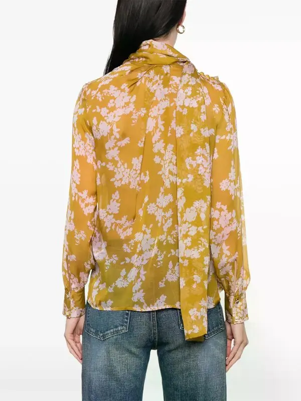 Elisabetta Franchi Floral Print Tie Neck Blouse