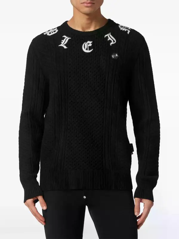 Philipp Plein Logo-embroidered Cashmere Jumper - Black