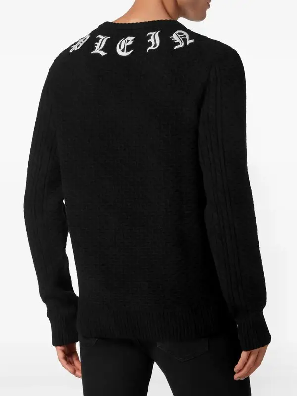 Philipp Plein Logo-embroidered Cashmere Jumper - Black