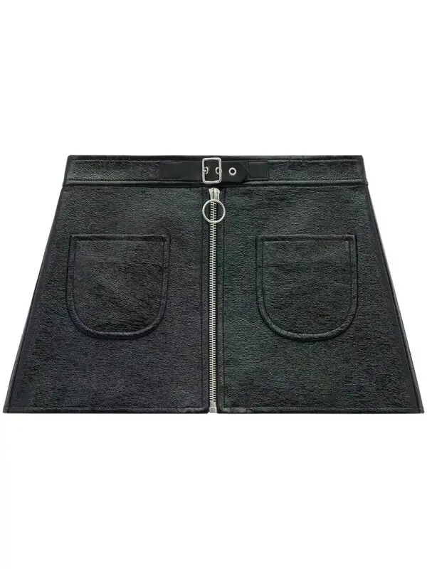 COURREGES Buckle-strap Crinkled Miniskirt - Black