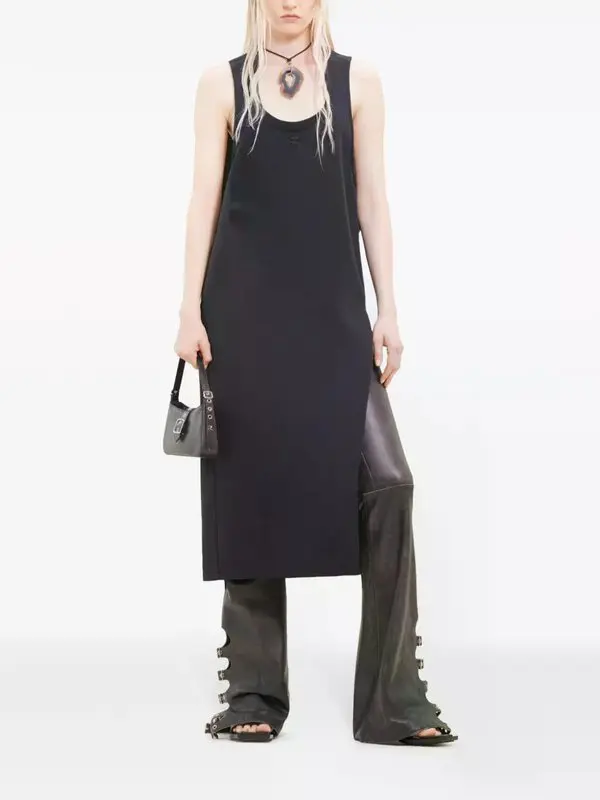 COURREGES Logo-appliqué Twill Midi Dress