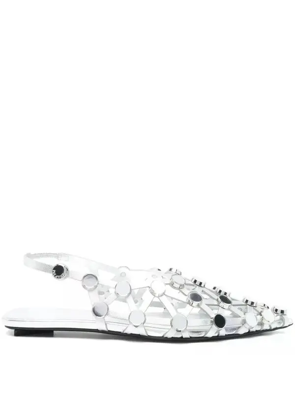 Attico Grid Ballet Flats - Silver