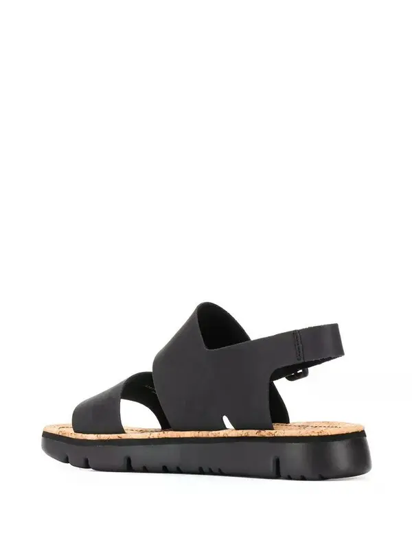 Camper Oruga Leather Slingback Sandals - Black