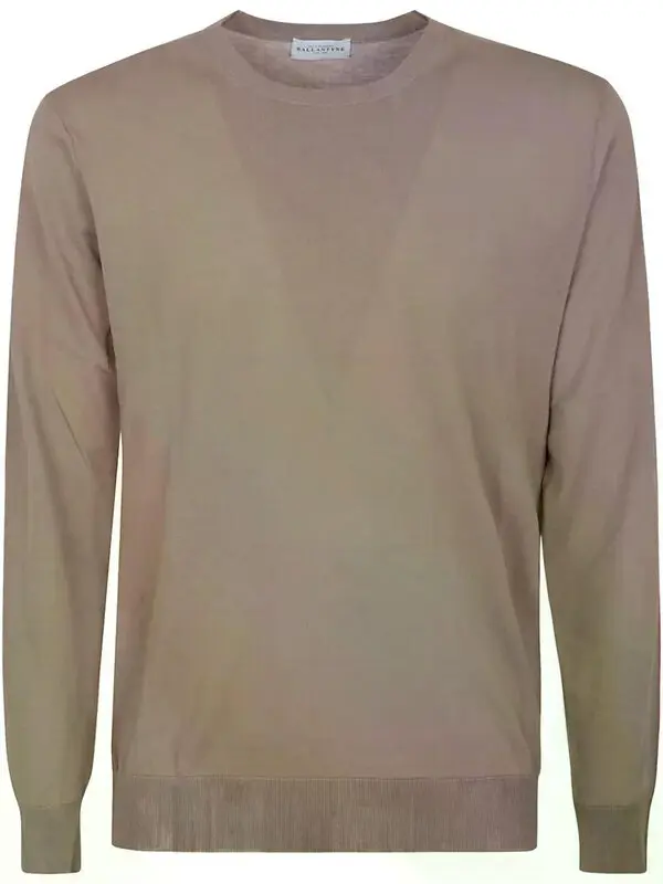 BALLANTYNE Crew Neck Fine Knit Sweatshirt - Neutrals
