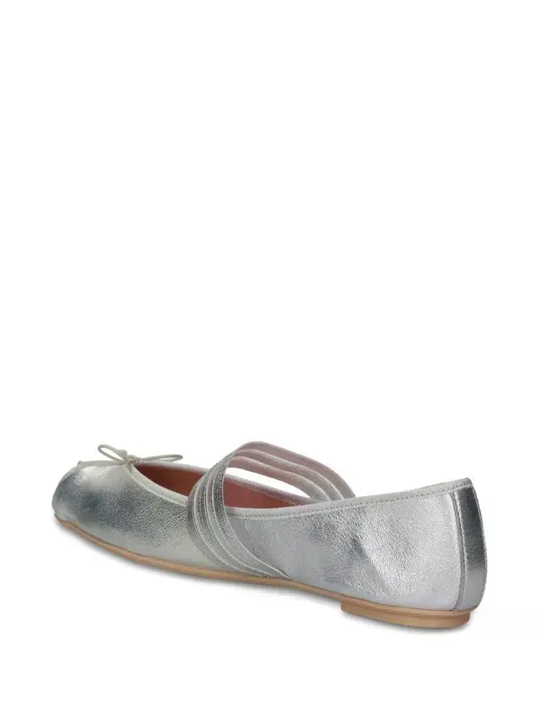 Pretty Ballerinas Tone Metallic Leather Ballerina Shoes - Silver