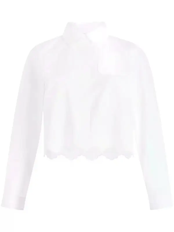 PATOU Cropped Scalloped Poplin Shirt