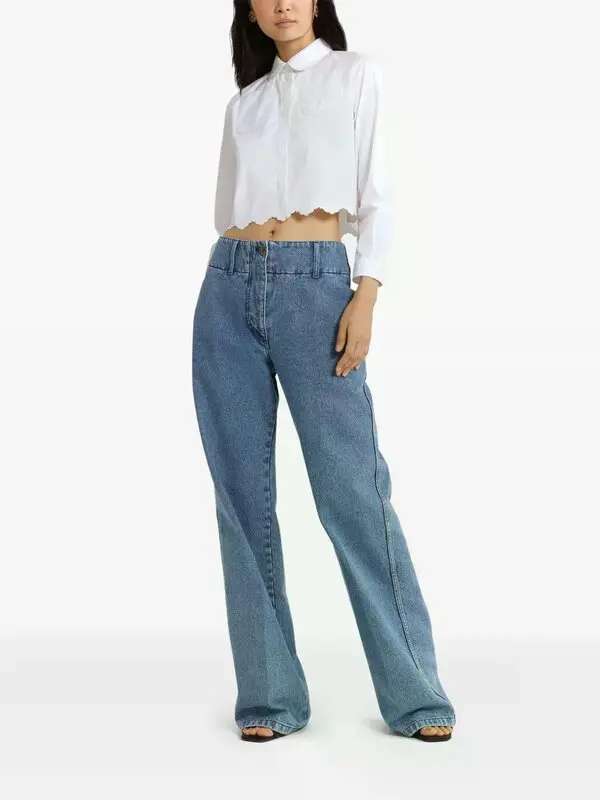 PATOU Cropped Scalloped Poplin Shirt