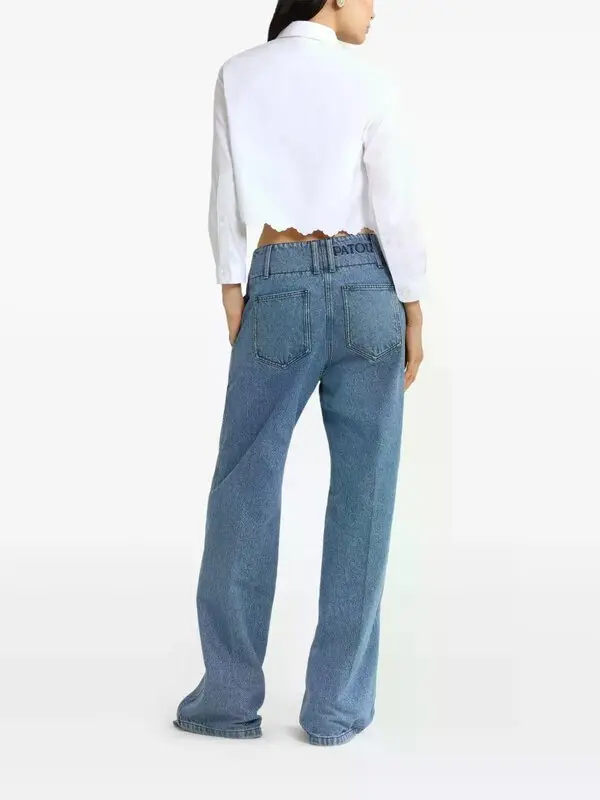 PATOU Cropped Scalloped Poplin Shirt