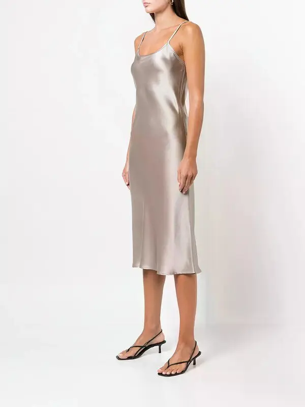 Voz Sleeveless Silk Midi Dress - Grey