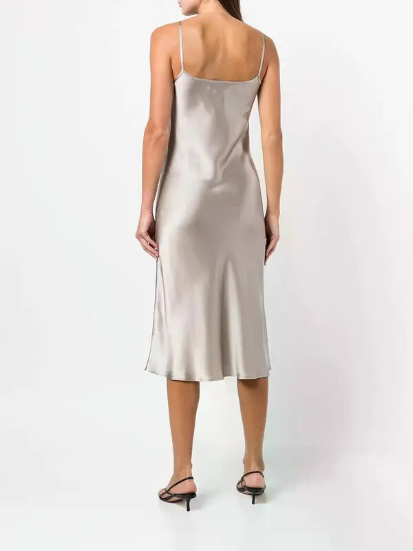 Voz Sleeveless Silk Midi Dress - Grey