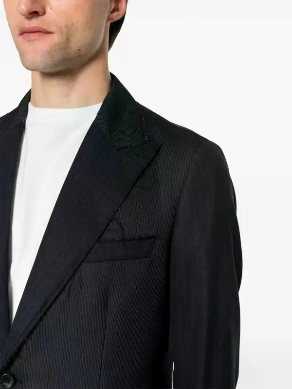 ERALDO Frayed Pinstriped Wool Blazer