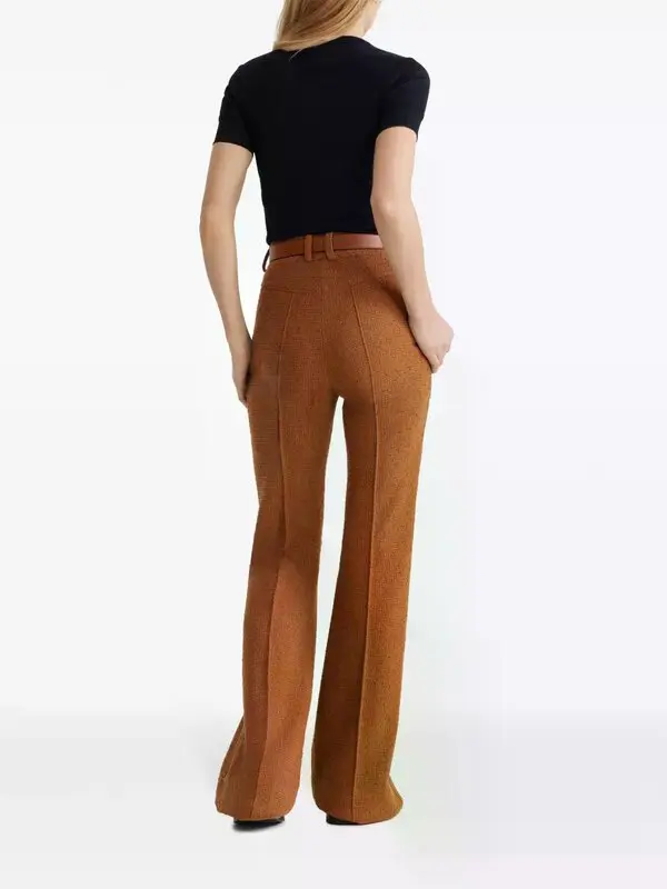 PATOU Virgin Wool Flared Trousers - Brown