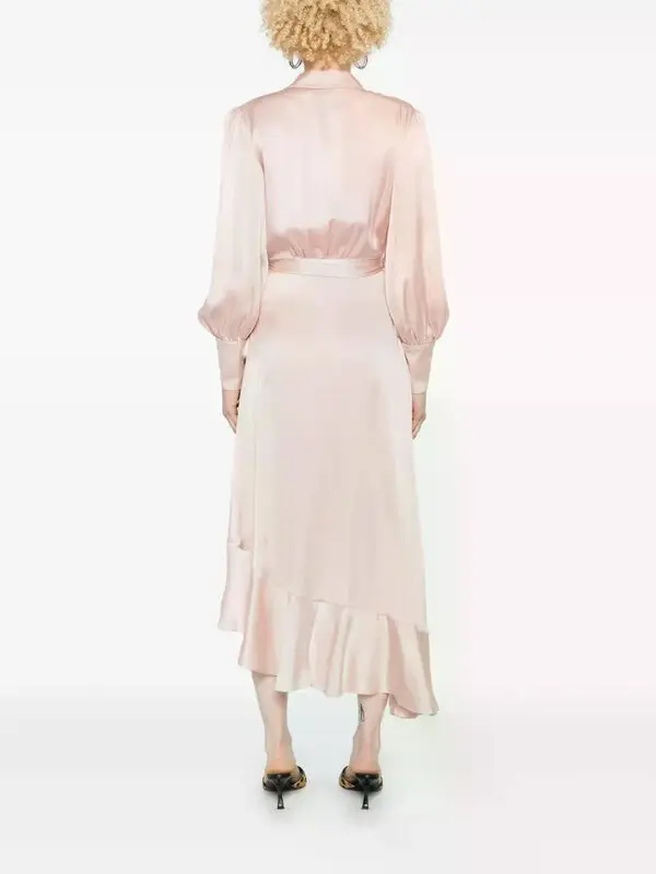 Zimmermann Silk Wrap Midi Dress With Ruffled Detailing