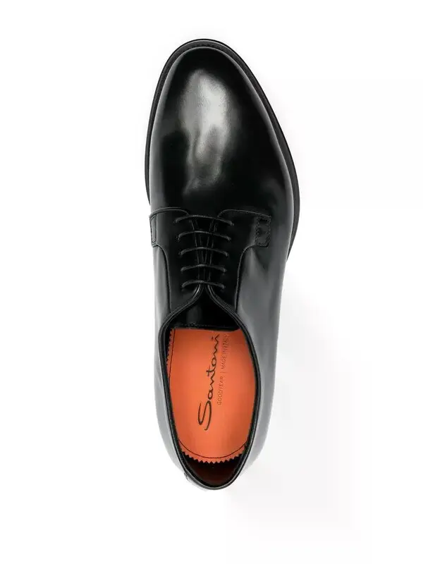 Santoni Polished Leather Derby Shoes - Black