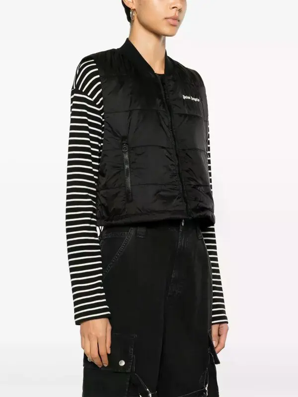 Palm Angels Cropped Quilted Gilet - Black