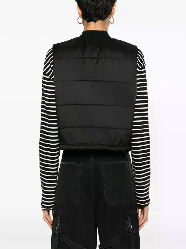 Palm Angels Cropped Quilted Gilet - Black