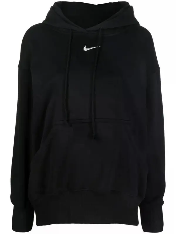 Nike Embroidered Logo Cotton Hoodie - Black