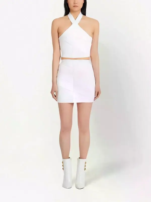 Balmain High-waisted Panelled Mini Skirt