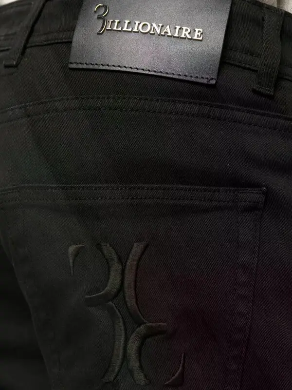 BILLIONAIRE Logo Embroidered Straight-leg Jeans