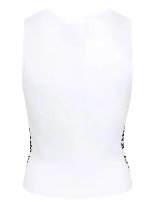Dkny Ribbed Jacquard Logo Top - White