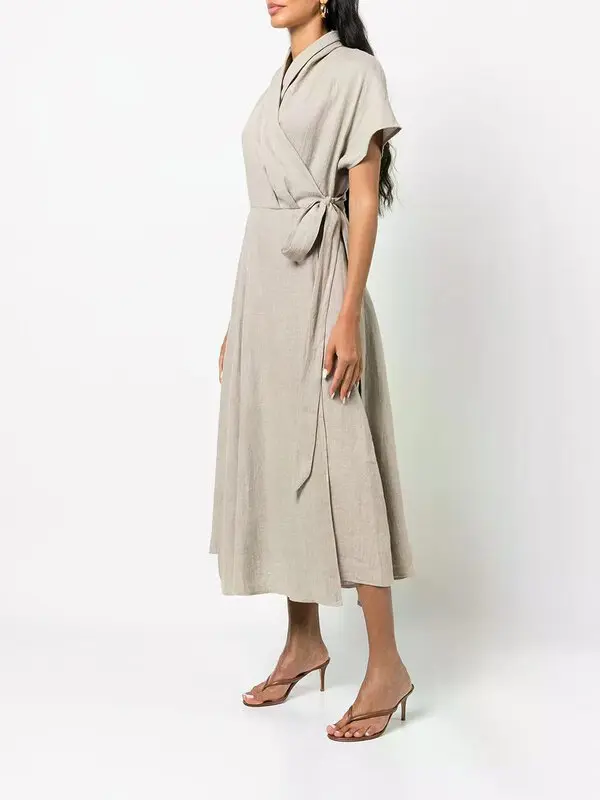 Voz Butterfly Linen Wrap Dress