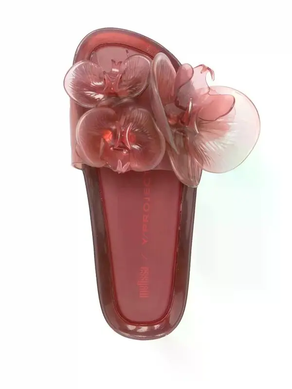 Y/project X Melissa Floral Appliqué Flat Slides - Red