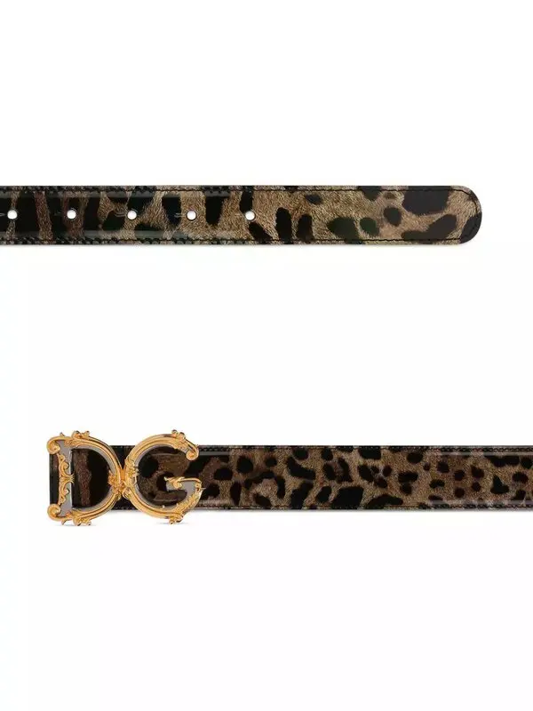 Dolce & Gabbana Logo-plaque Leopard-print Belt - Brown