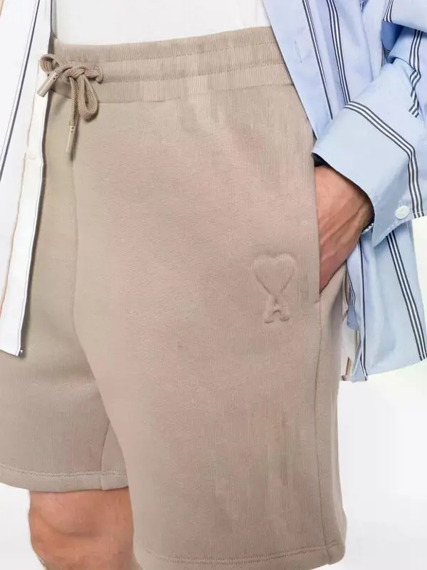 AMI Paris De Coeur Drawstring Track Shorts - Neutrals
