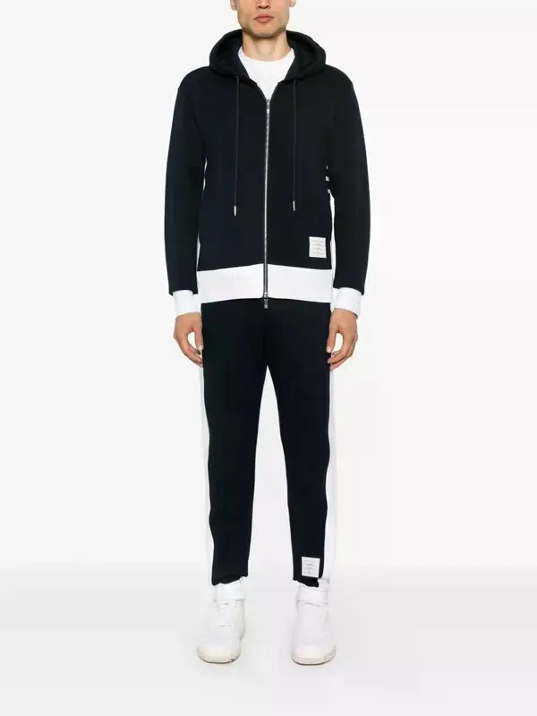 Thom Browne Panelled Zip-up Cotton Hoodie